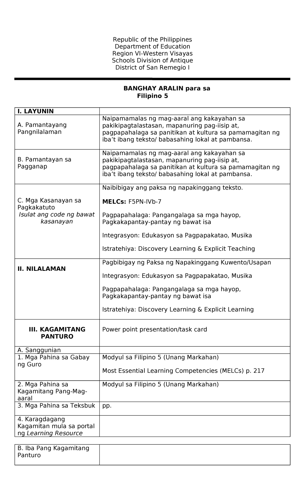 Final Plan for Demo - Republic of the Philippines Department of ...