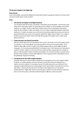 The Role of English in Globalization - English as a Global Lingua ...