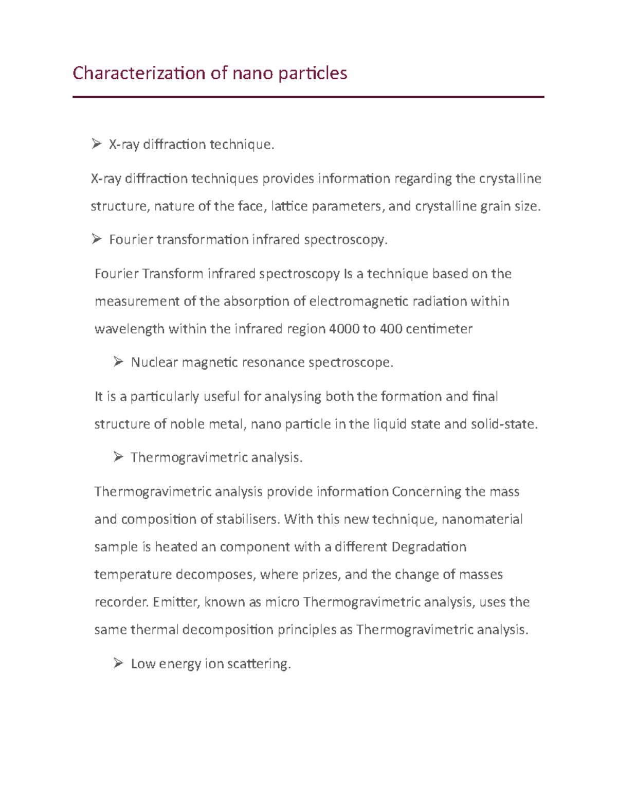 Characterization OF Nanoparticles - Characterization of nano particles ...