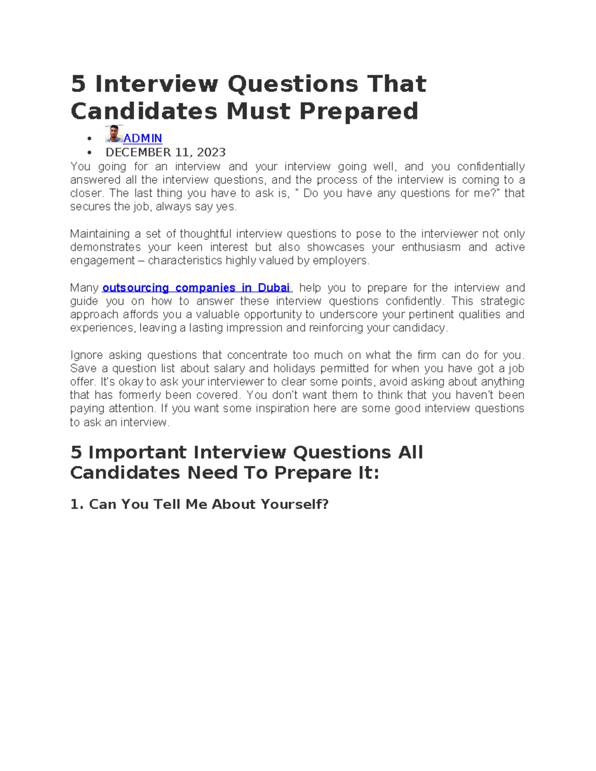 5 Interview Questions That Candidates Must Prepared - The last thing ...