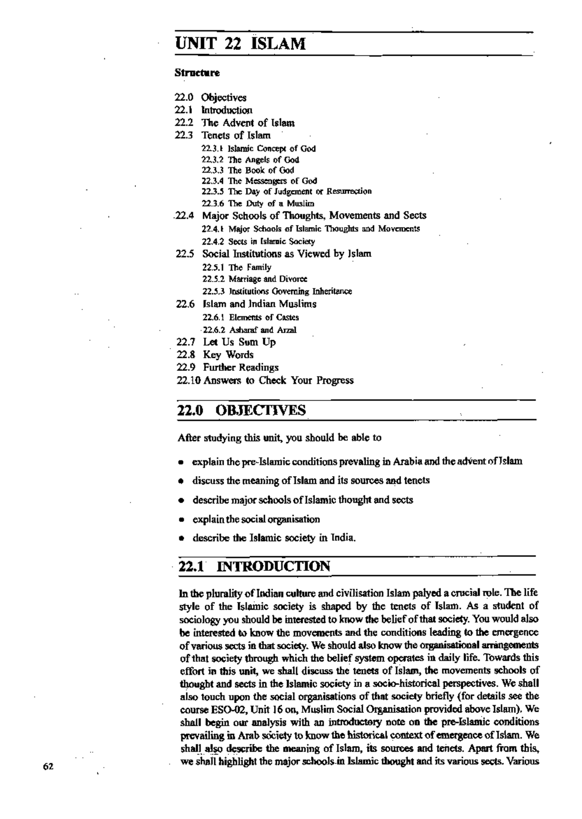 Unit-22 - Notes - UNIT 22 ISLAM Structure 22 Objectives 22 Introduction ...
