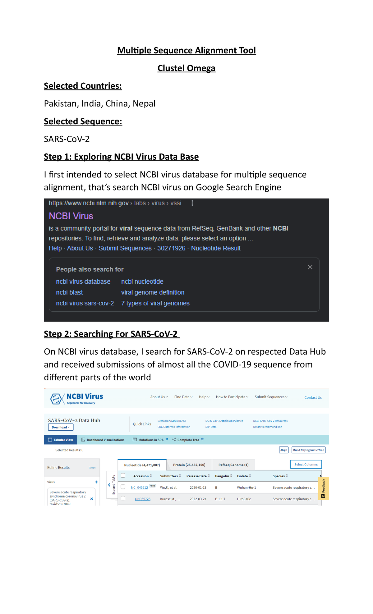 Assignment #03 - Multiple Sequence Alignment Tool Clustel Omega ...