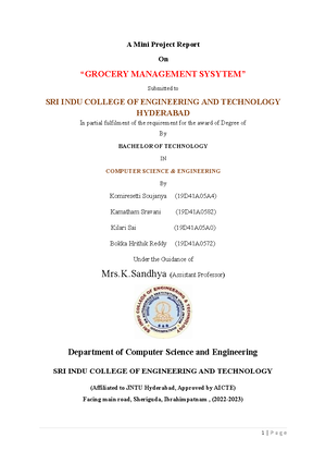 Grocery management system mini proj - A Mini Project Report On “GROCERY ...