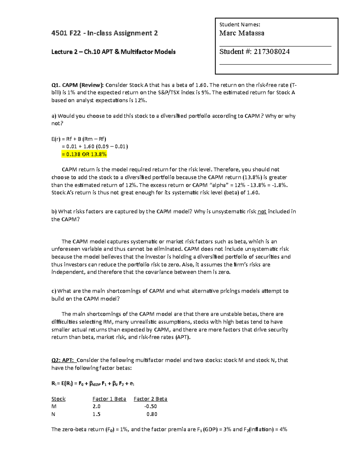 4501 B and C F22 - In-class assignment 2 (APT) - 4501 F22 - In-class Assignment 2 Lecture 2 – Ch ...