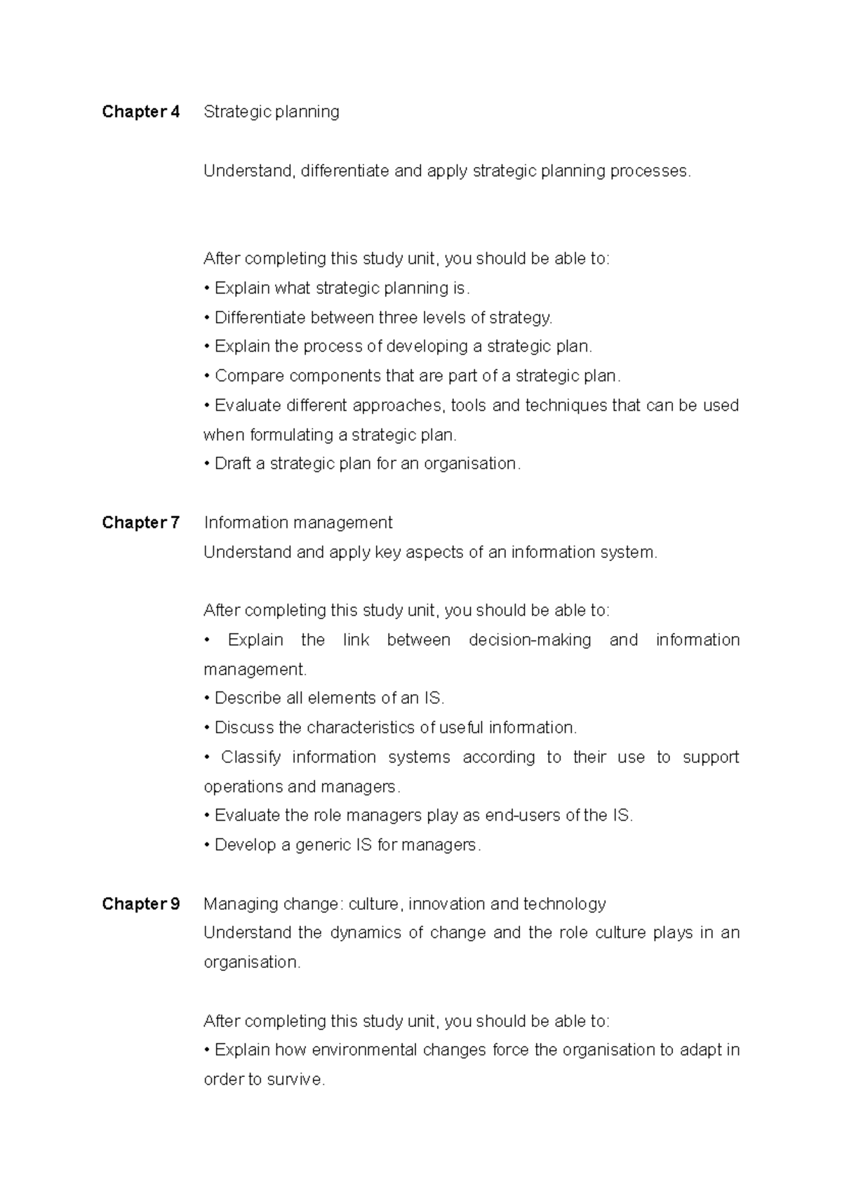 MAN Notes 2022 - Chapter 4 Strategic planning Understand, differentiate ...