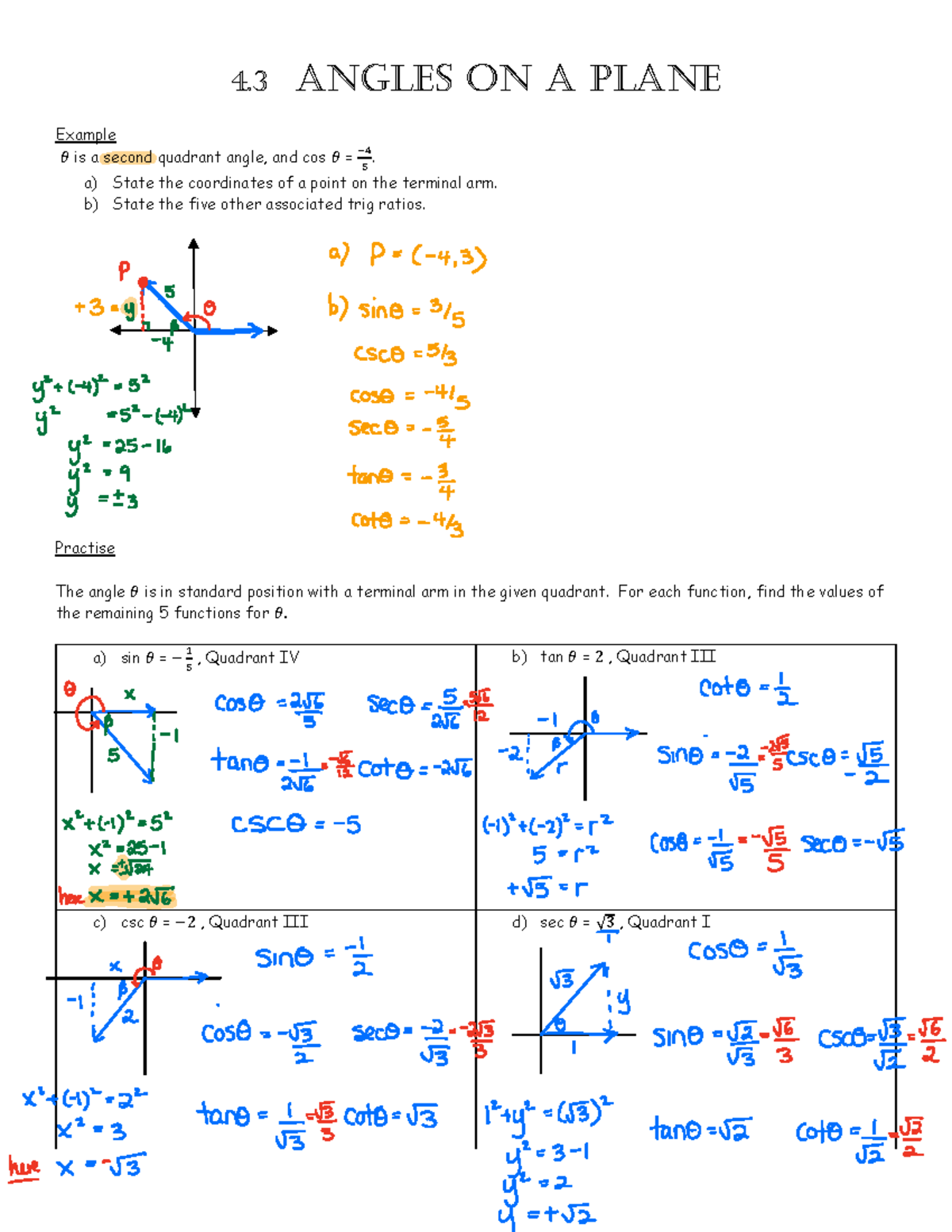 4.3 Angles on a Plane Lesson Solutions 2022 - 4 angles on a plane ...