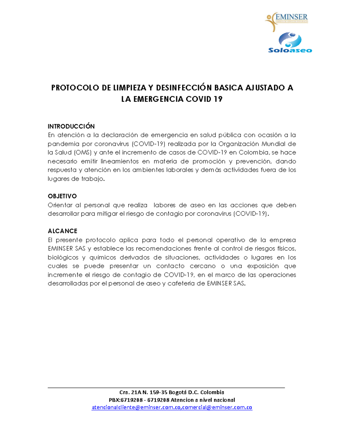 Protocolo de limpieza y desinfeccion - - Studocu