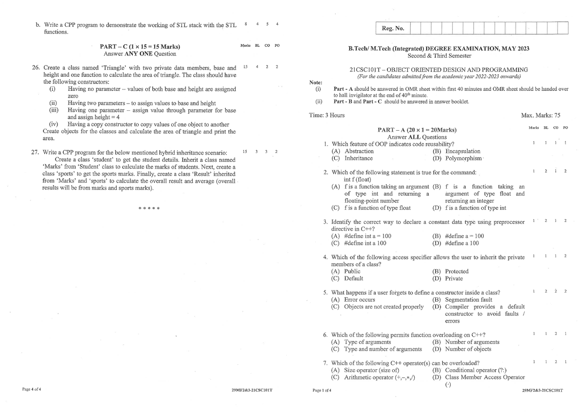 21CSC101T 22 - OODP Project - Studocu
