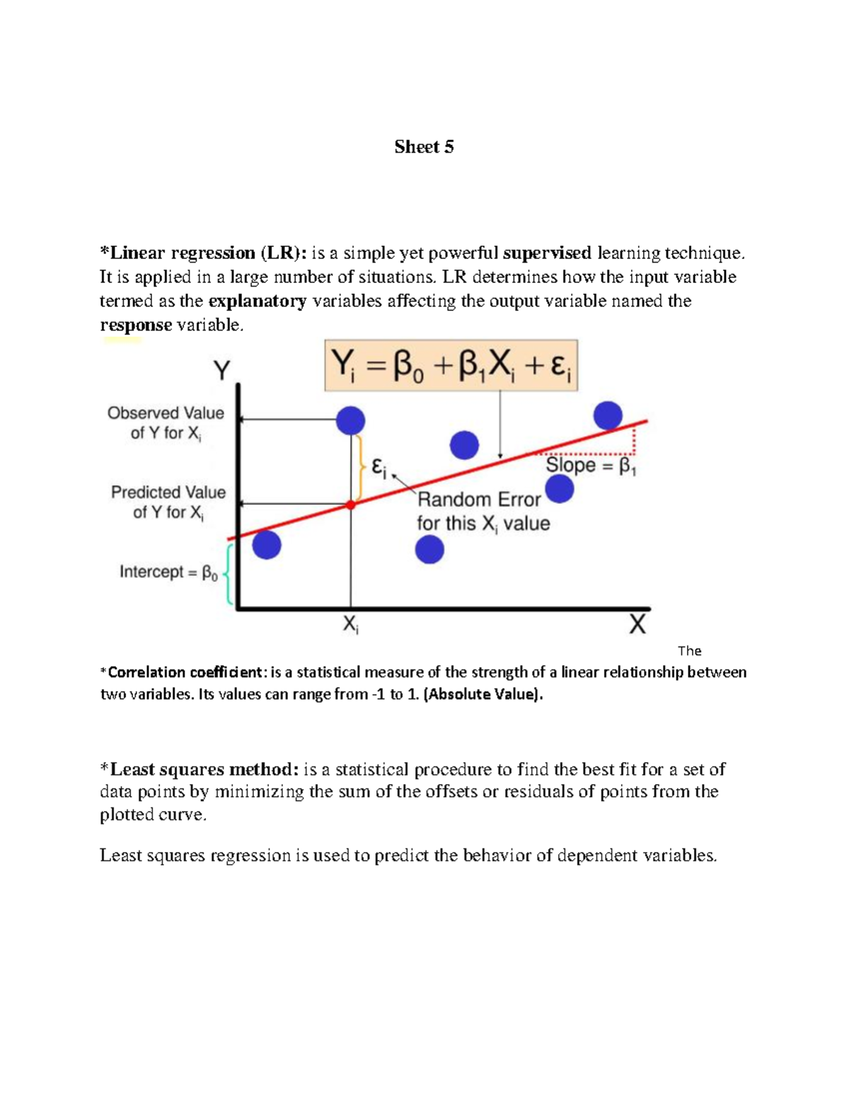 Sheet 5 (AI) - Ai Dr. Ahmed elshaf3y - Sheet 5 *Linear regression (LR ...