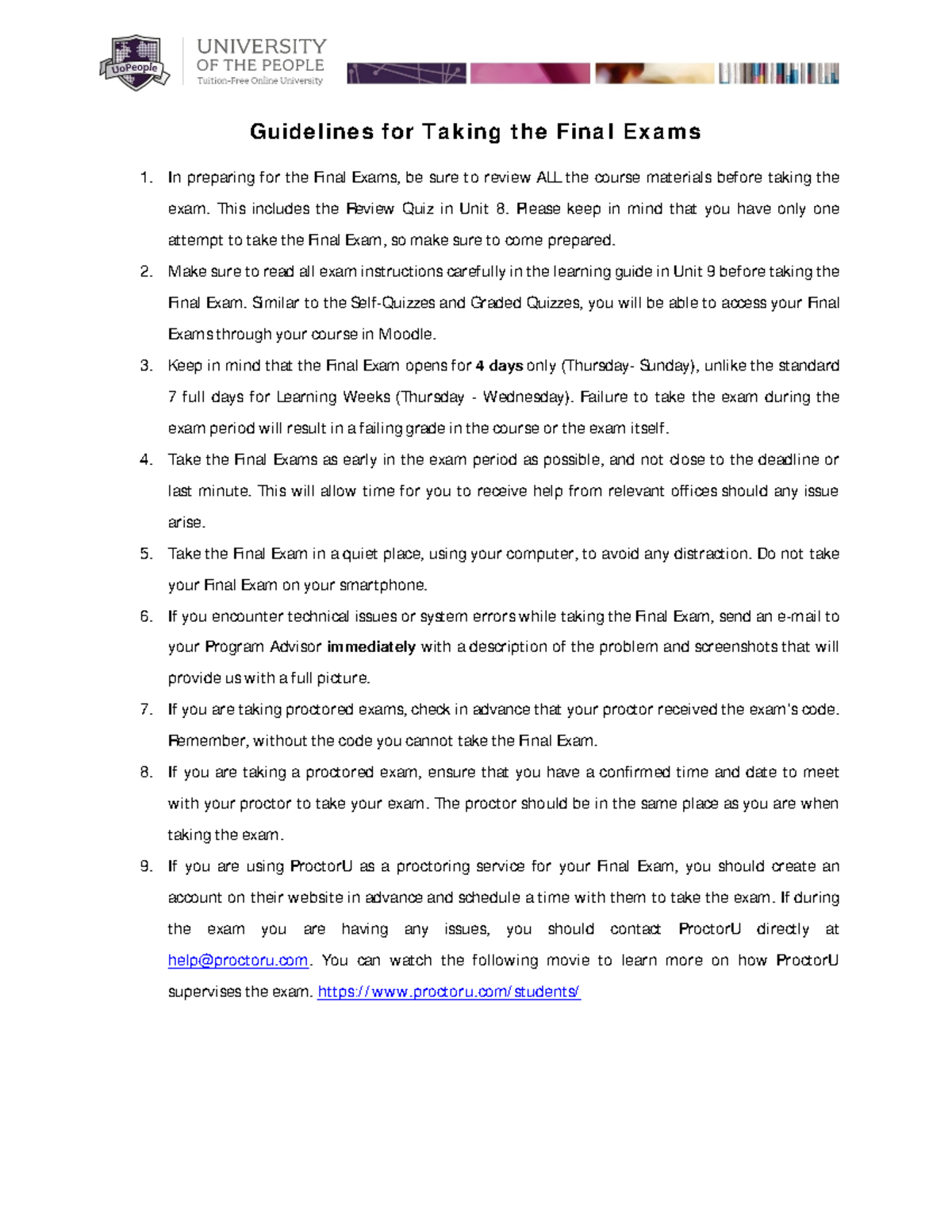 Guidelines for taking final exams - POLS 1503 - UoPeople - Studocu
