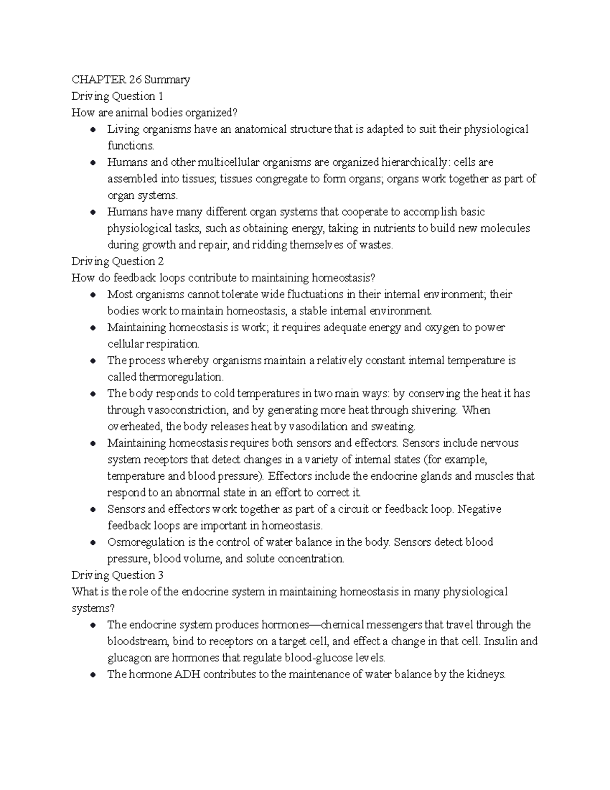 Bio 1409- Chapter 26 Summary - CHAPTER 26 Summary Driving Question 1 ...