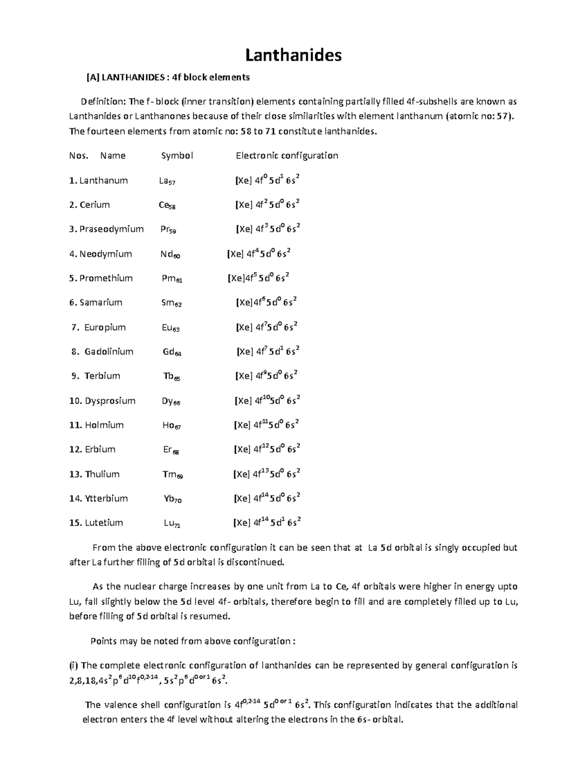 Lanthanides - Lanthanides [A] LANTHANIDES : 4f block elements ...