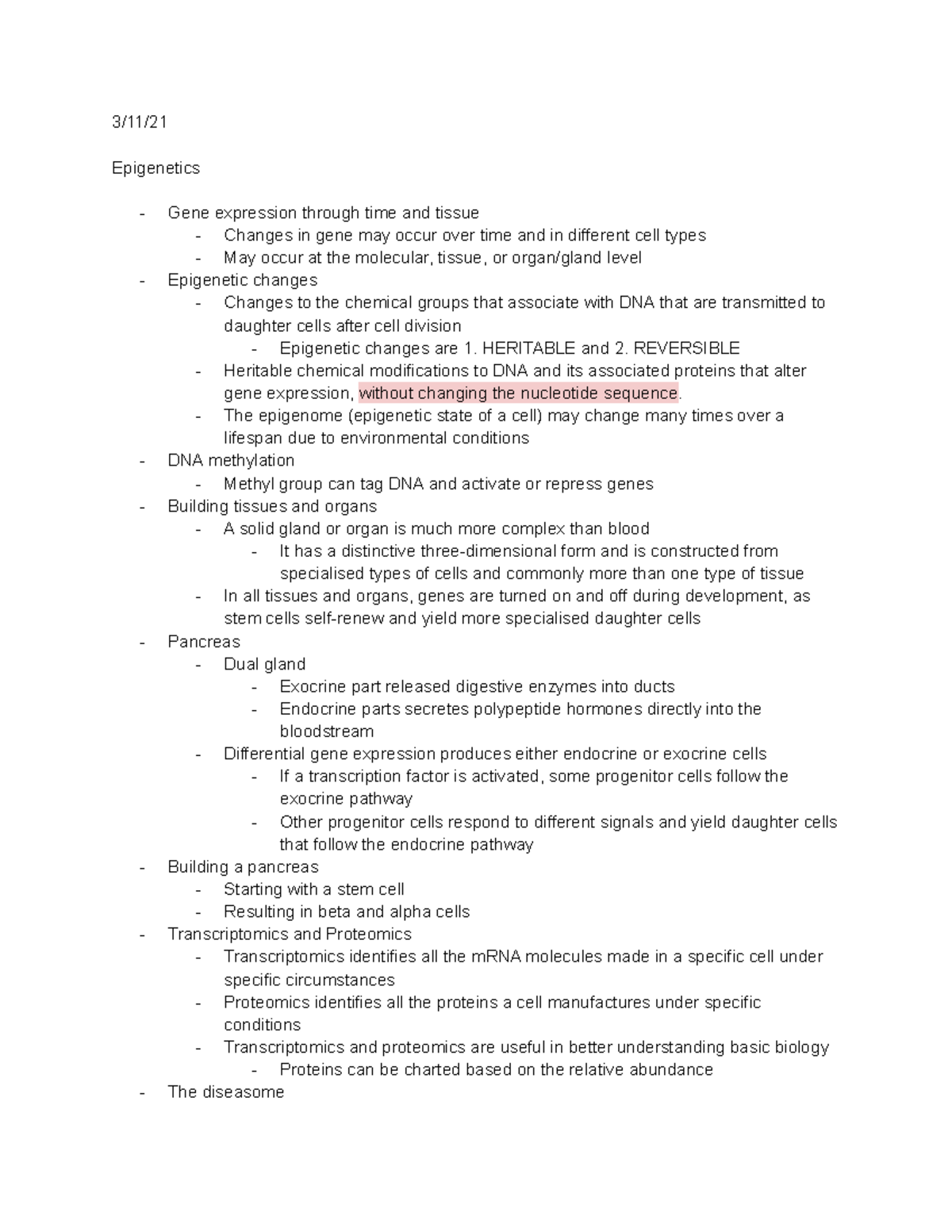 Notes from Hereditary and Human Affairs - 3/11/ Epigenetics Gene ...
