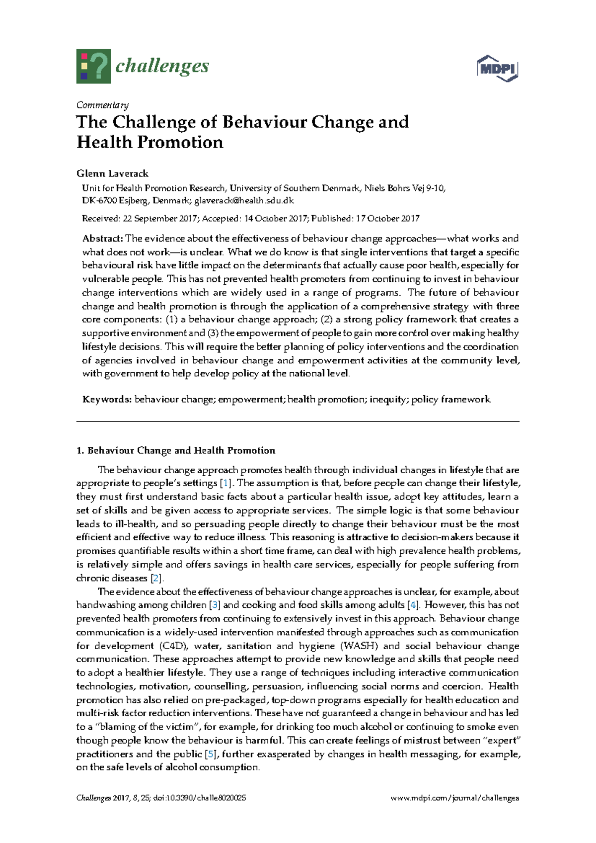 The Challenge of Behaviour Change - challenges Commentary The Challenge ...