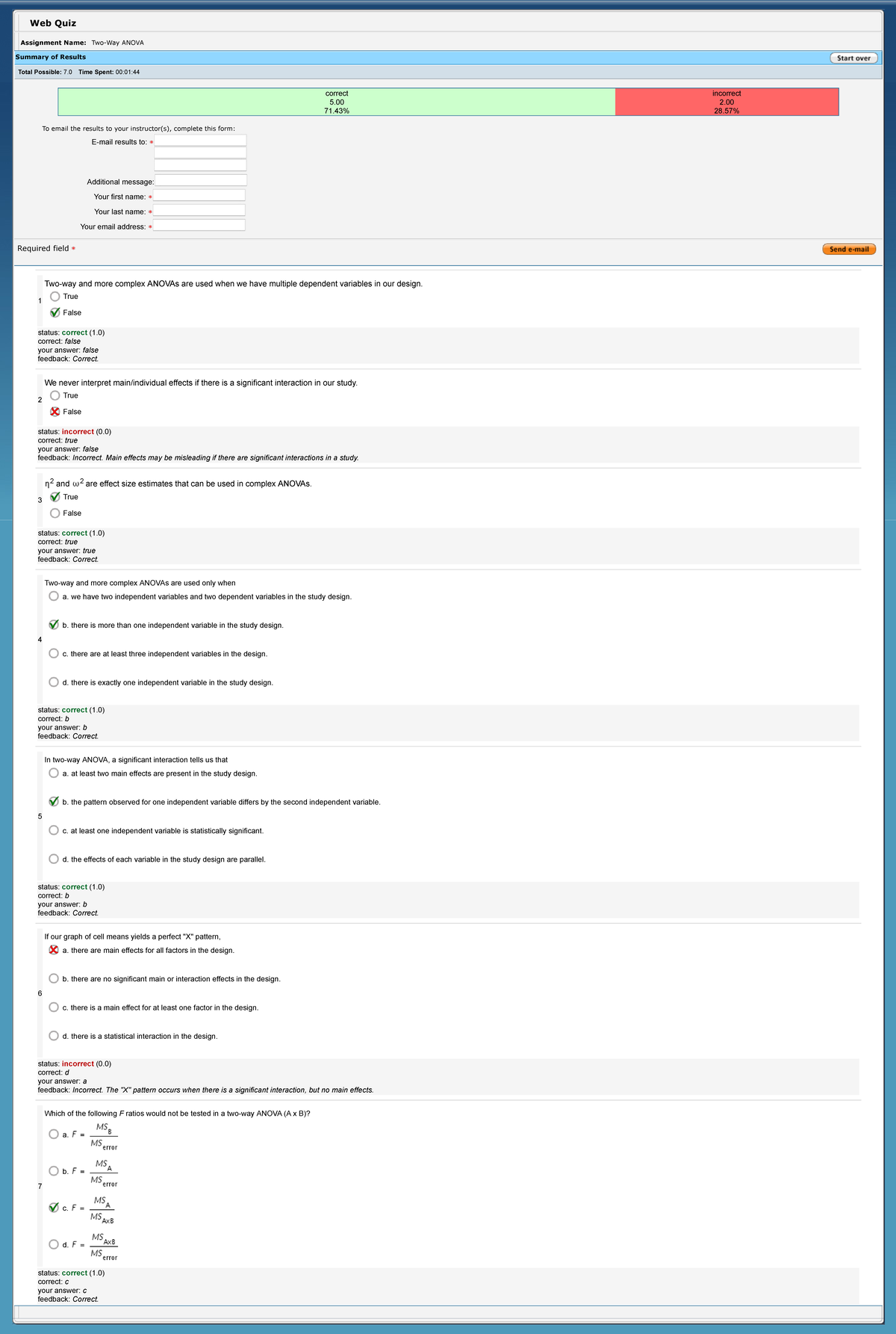 Two-Way Anova Quiz - Summary of Results Required field Web Quiz ...