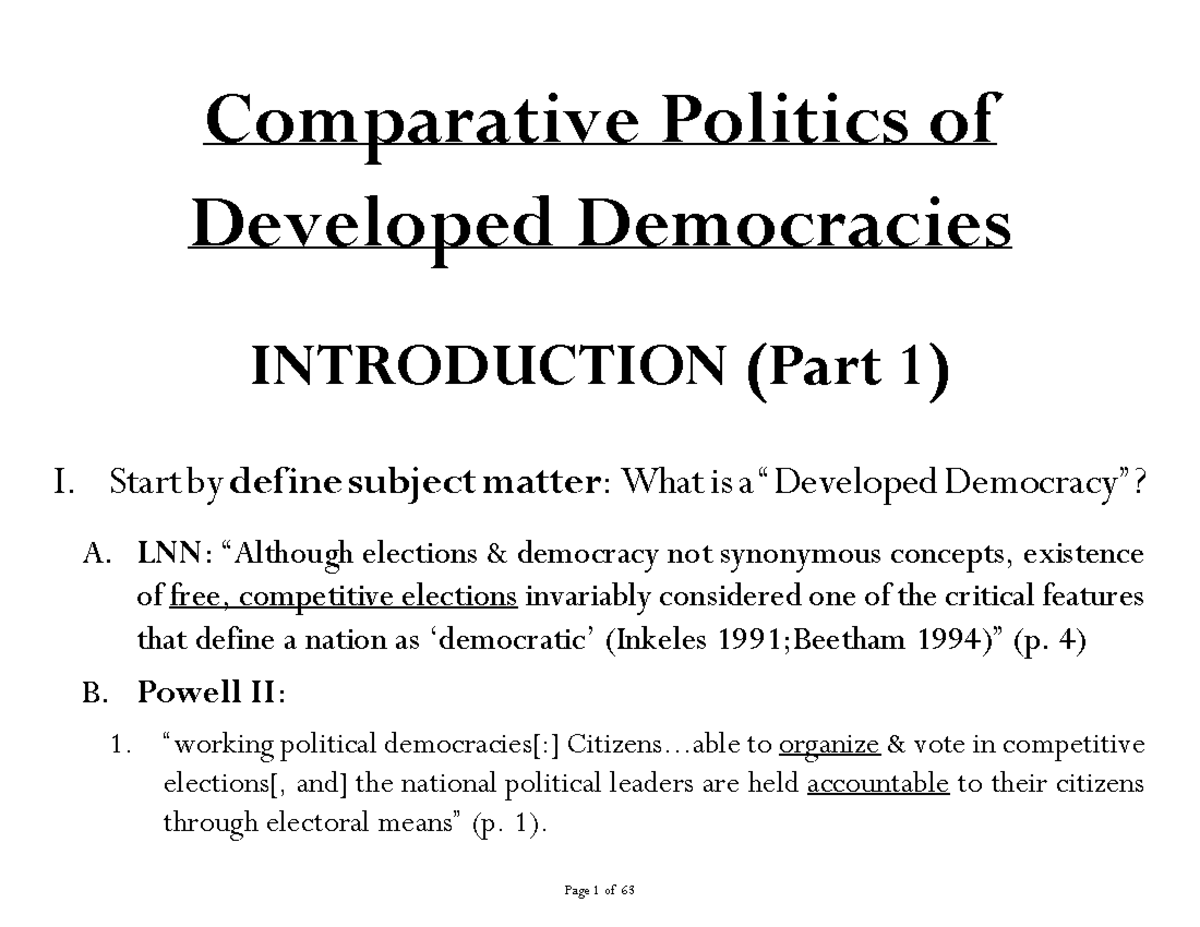 Lecture notes, lecture 1 - Fall 2011 - ps341 - week 1 - 3 - Comparative ...