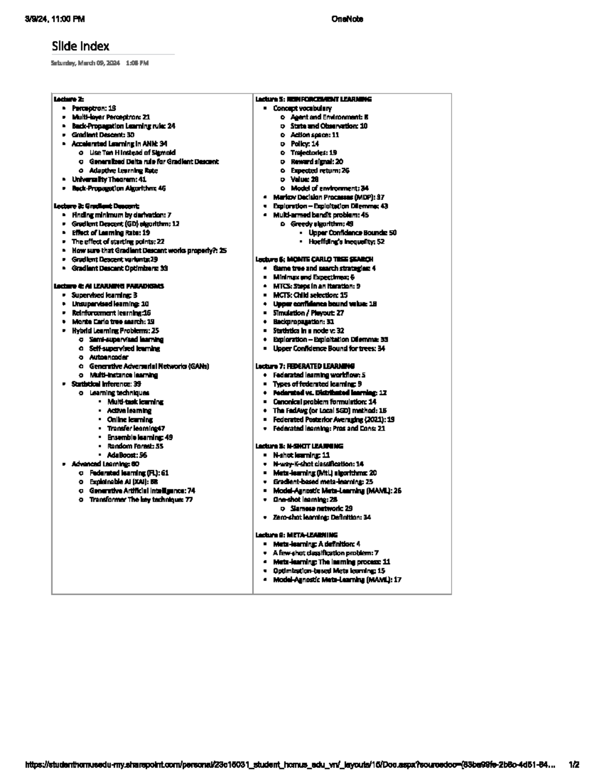 Facebook slide index - notes - 11:00 PM OneNote Slide Index Saturday ...