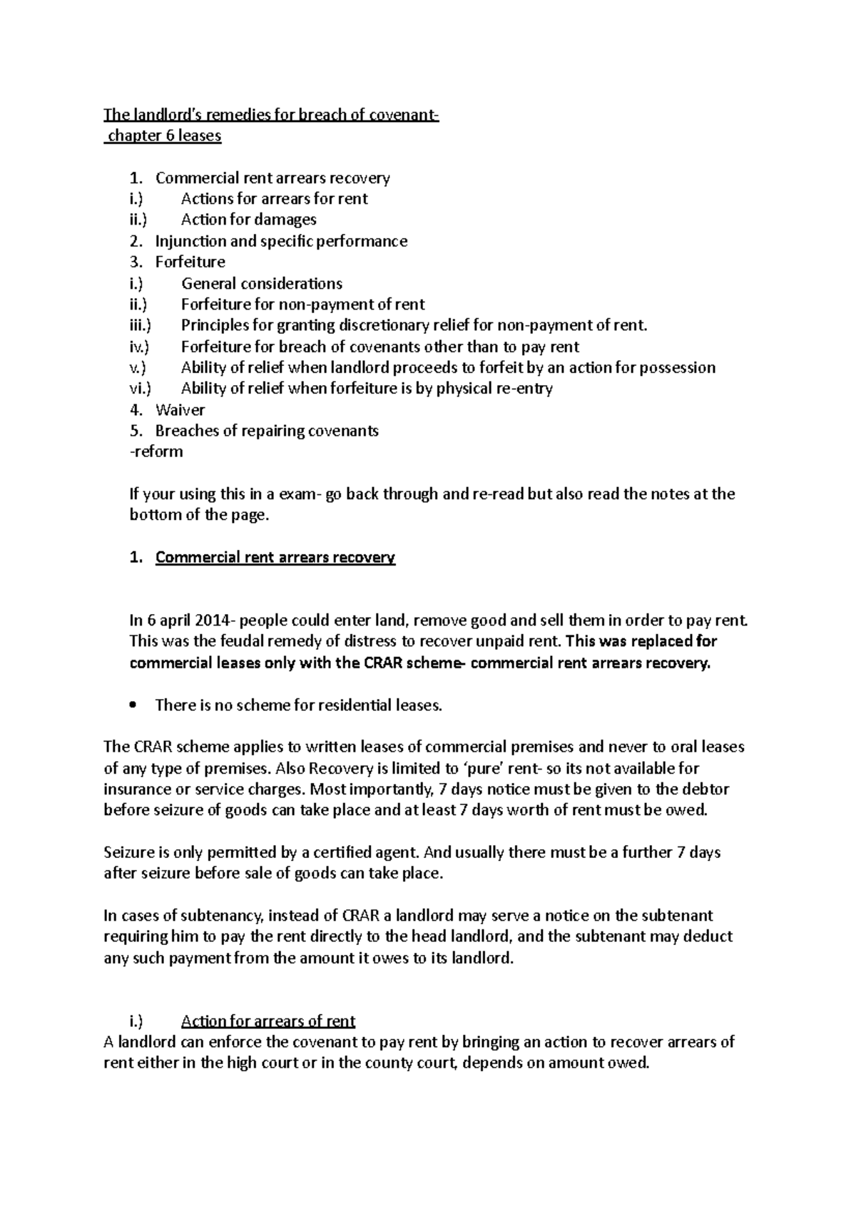 Dixon- The landlord’s and tenants remedies for breach of covenant ...