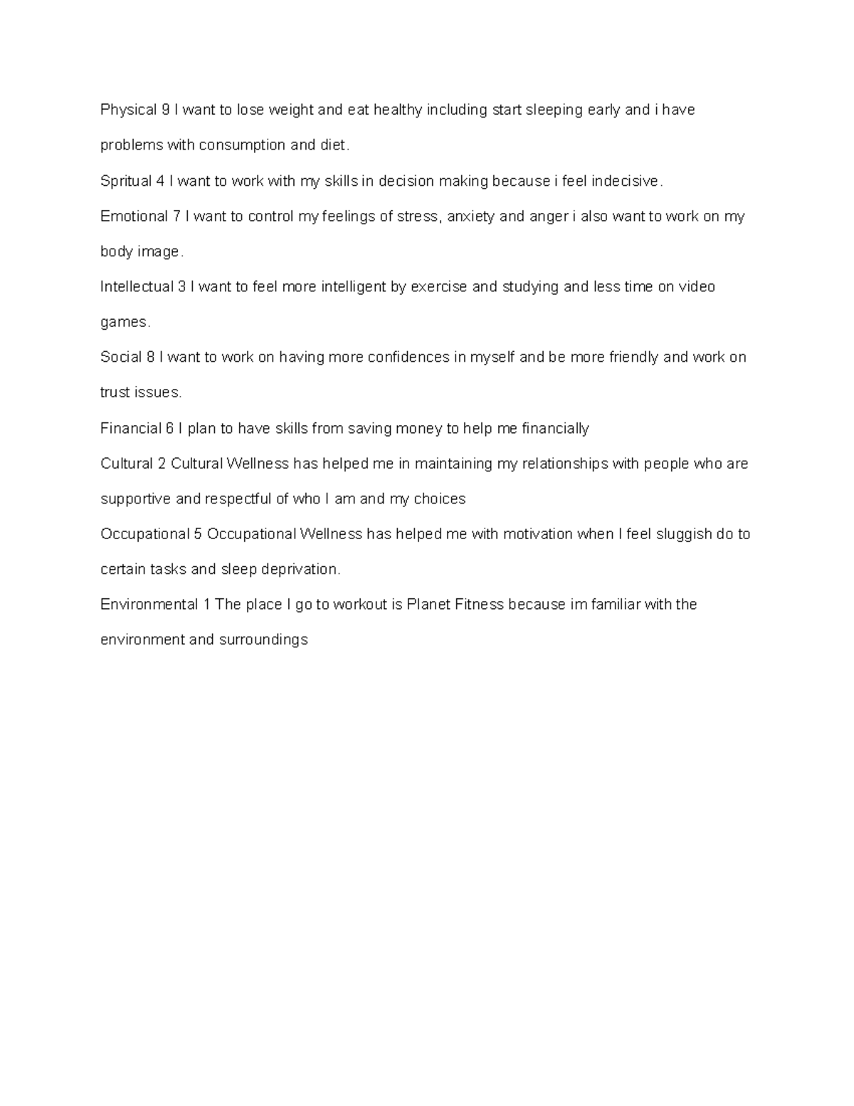 9 Dimensions of Wellness by David Chable - Physical 9 I want to lose ...