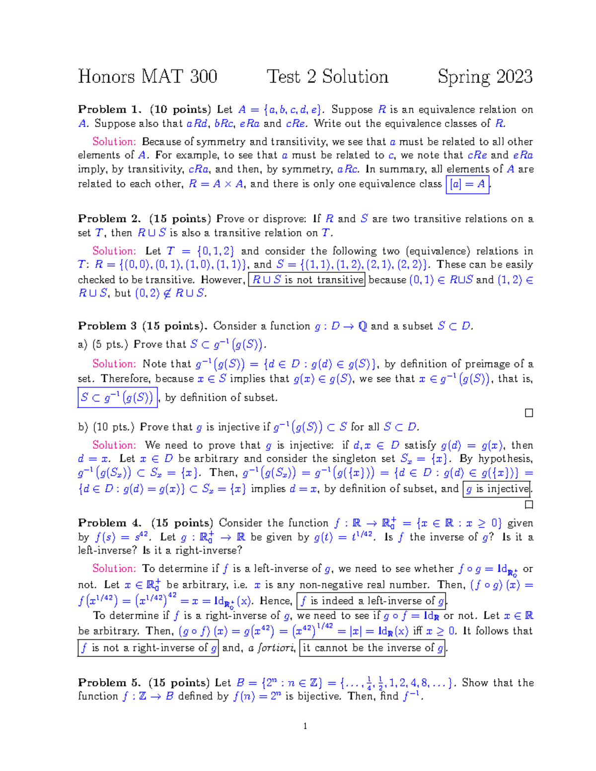 Test-2-Solution - Reviewing concepts for Venn diagrams and logical ...