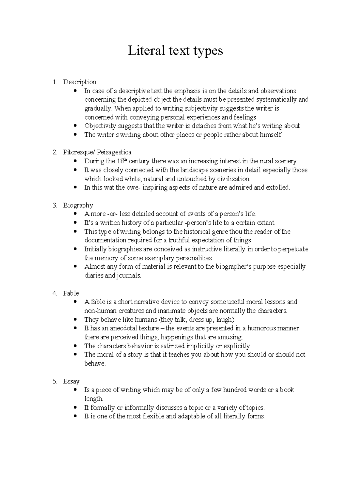Literal text types - Lecture notes 1-13 - Literal text types 1 ...