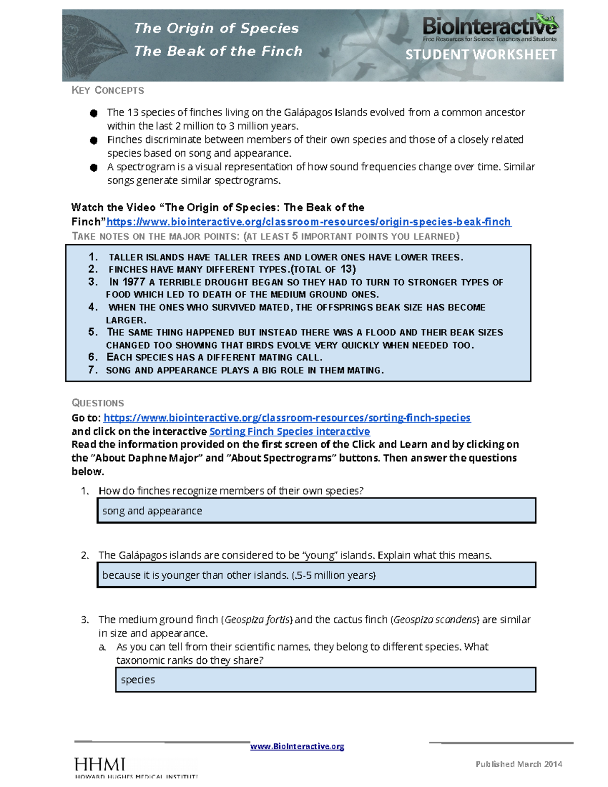 Copy of Sorting Finches Interactive Lab - EDAD 6920 - Cal State LA ...