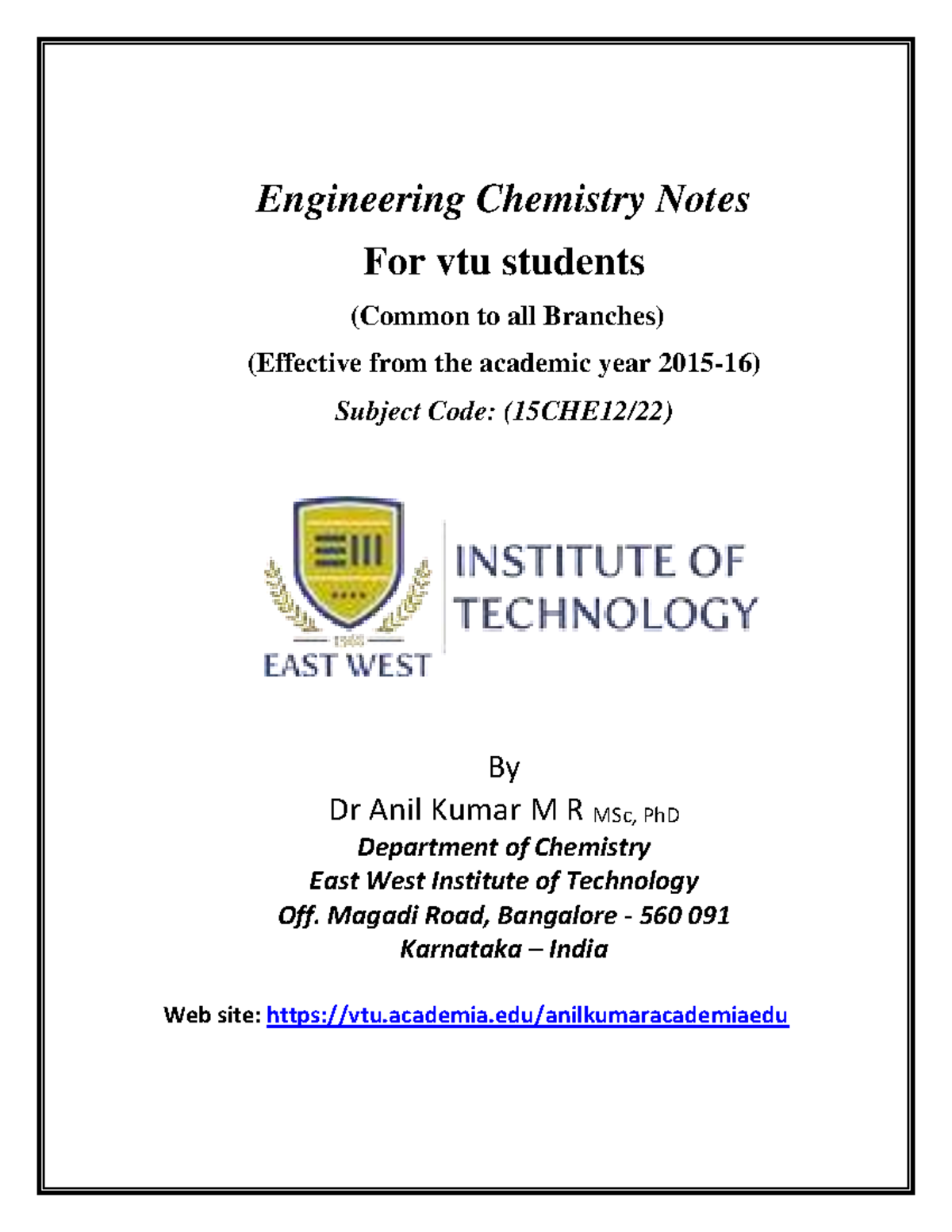 Engineering Chemistry Notes For vtu stud - Engineering Chemistry Notes ...