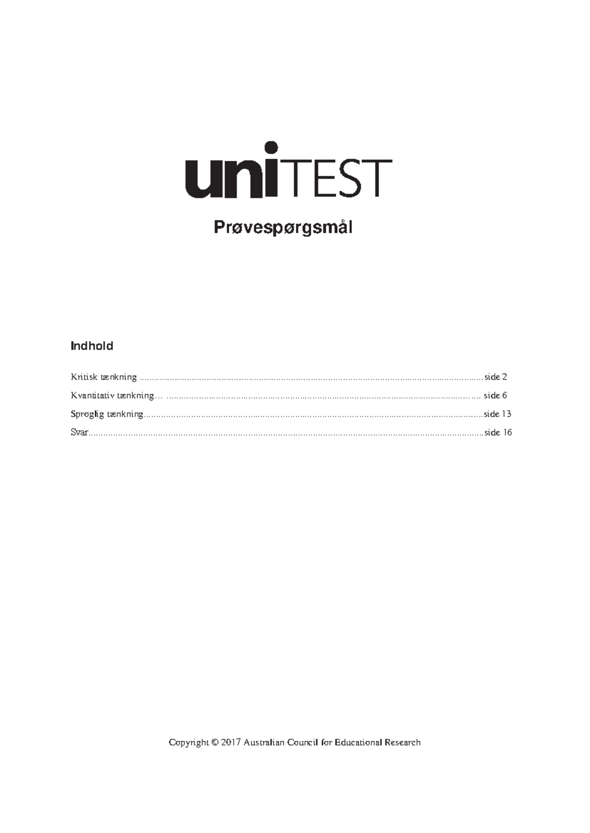 Eksempler paa uni TEST Sample Questions 2019 Danish til hjemmesiden ...