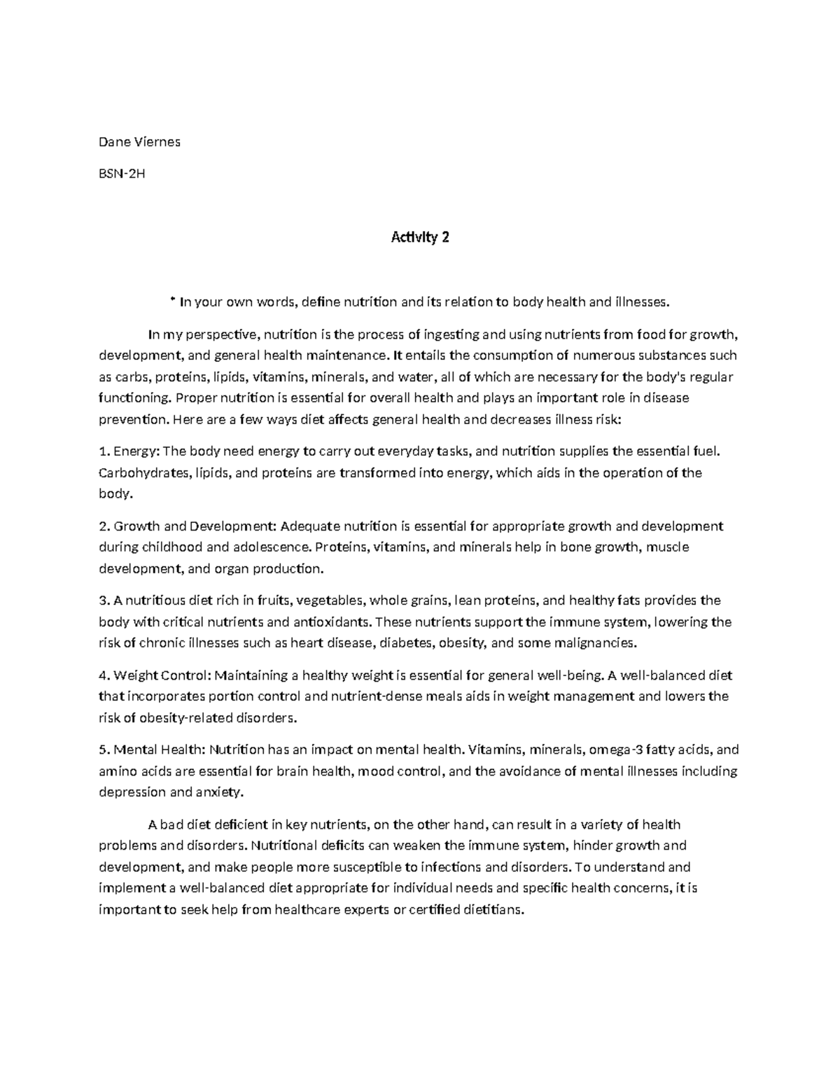 NDT ACT. 2,3,4 - Dane Viernes BSN-2H Activity 2 In your own words ...