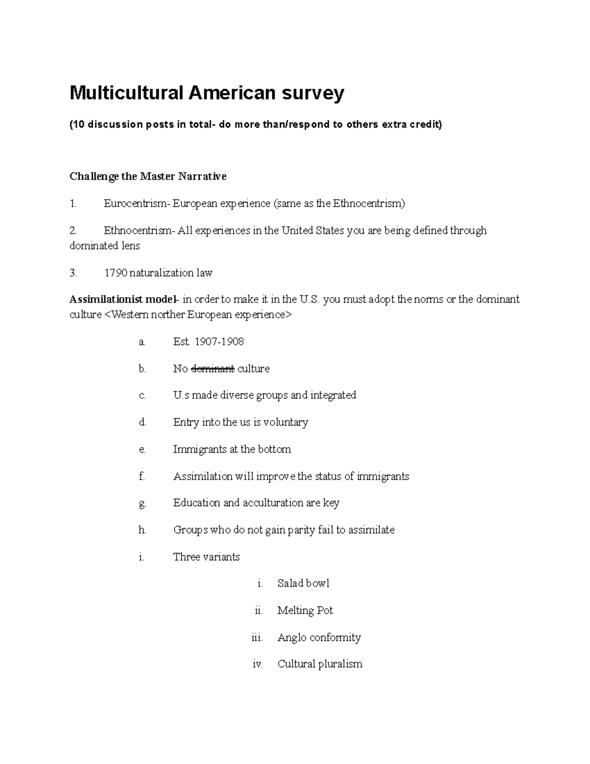 This is the first notes set - Multicultural American survey (10 ...
