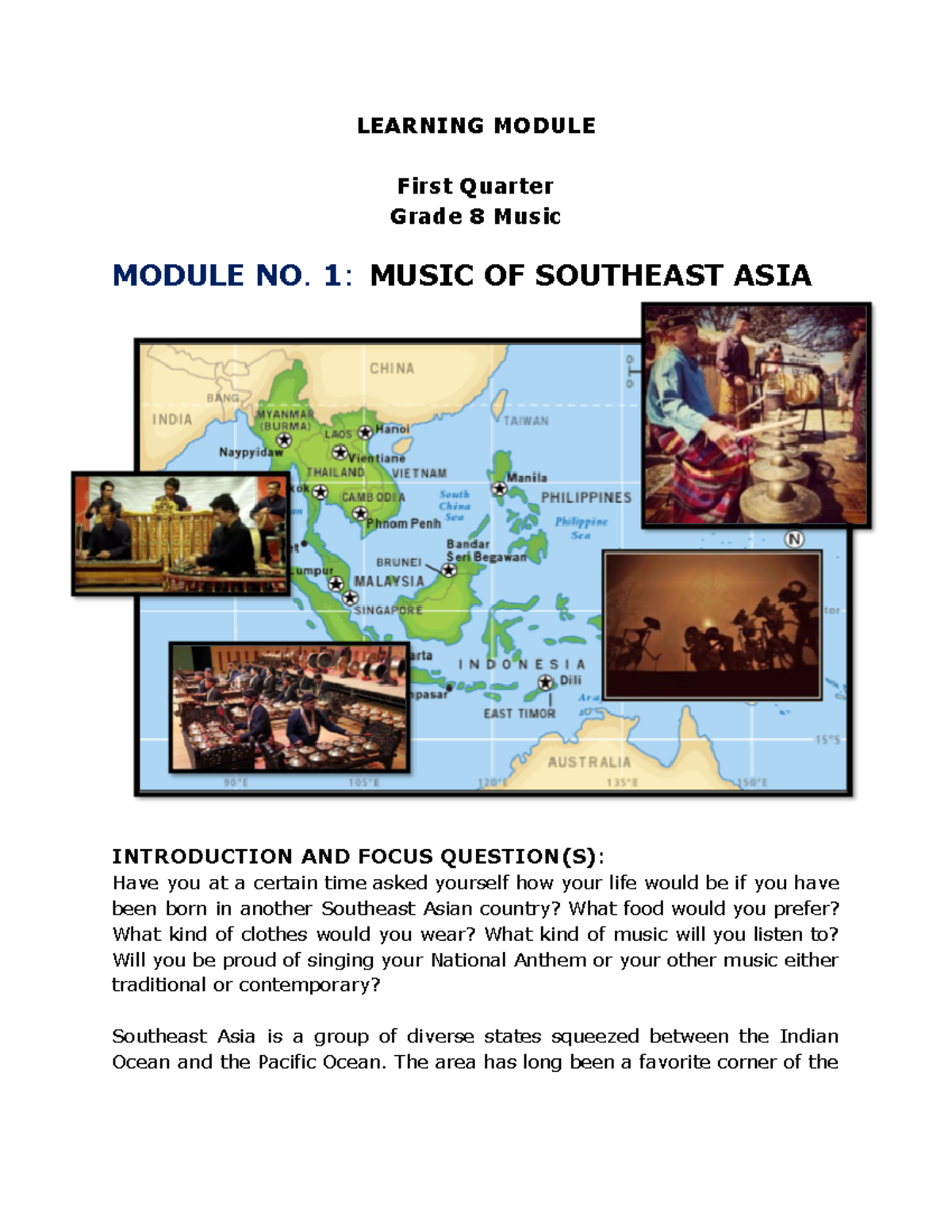 S8 Music Learning Module Southeast Asia - LEARNING MODULE First Quarter ...