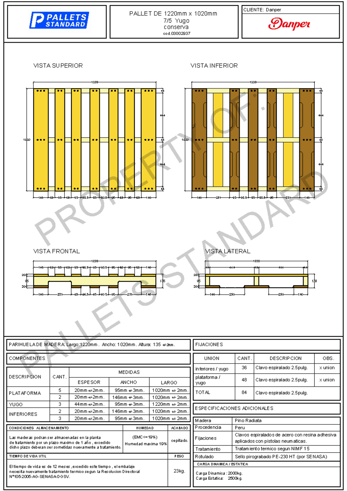 Pallet 1220X1020MM-cod.03002937 - PALLET DE 1220mm x 1020mm 7/5 Yugo ...