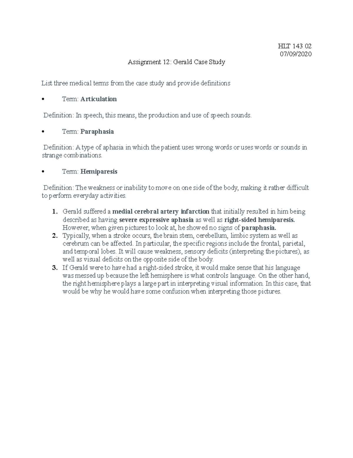 Assignment 12- Gerald Case Study - HLT 143 02 07/09/ Assignment 12 ...