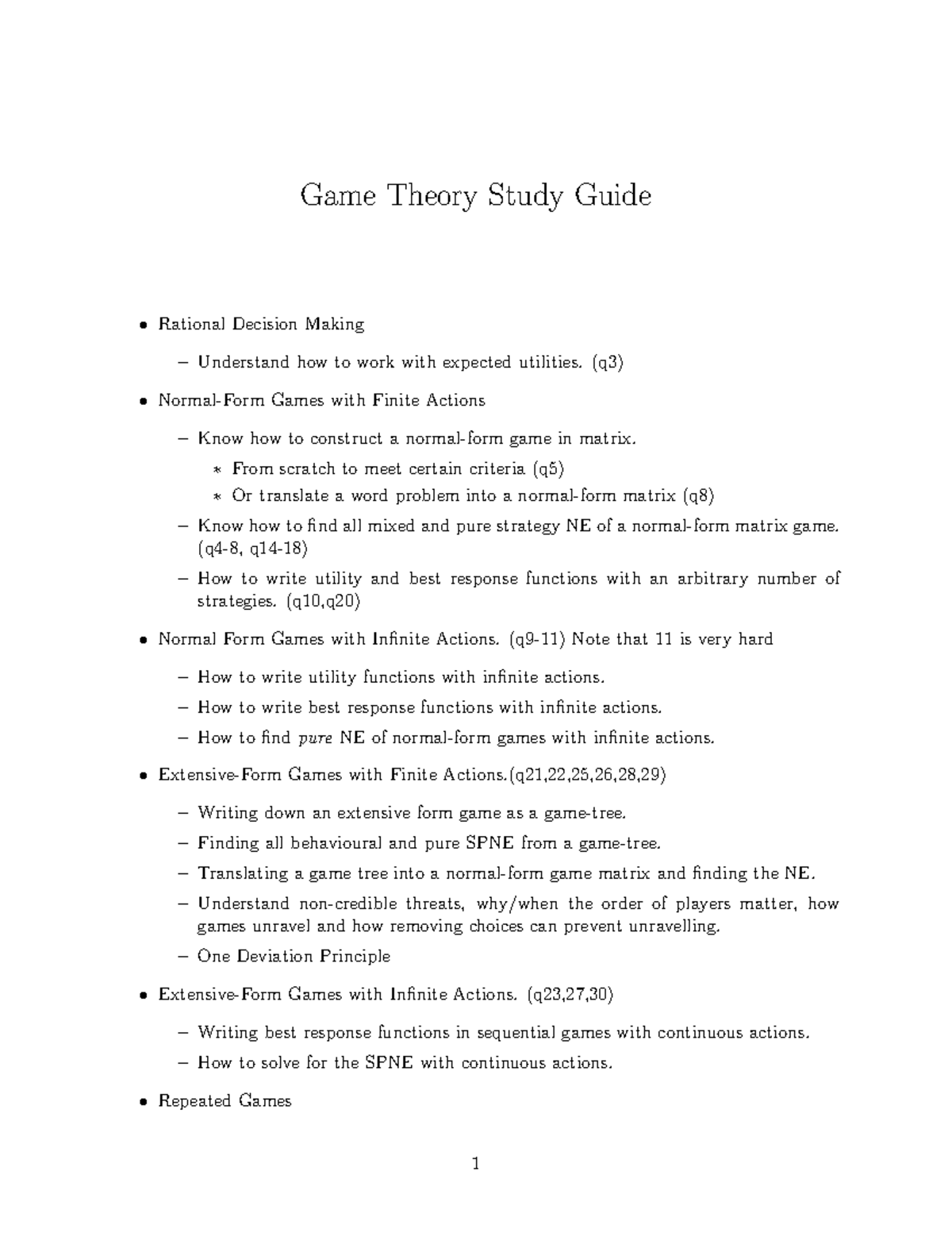 GT Study Guide - Game Theory Study Guide Rational Decision Making ...