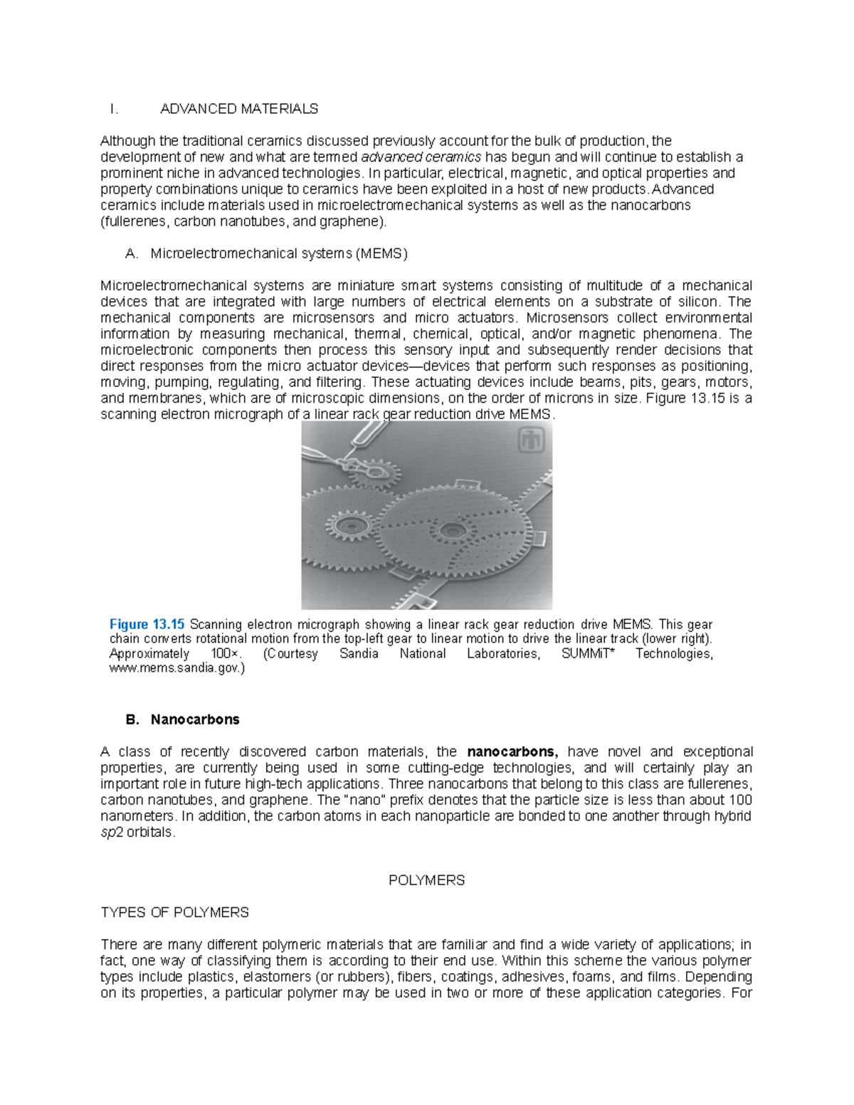 IM 22 Material Science and Engineering - I. ADVANCED MATERIALS Although ...