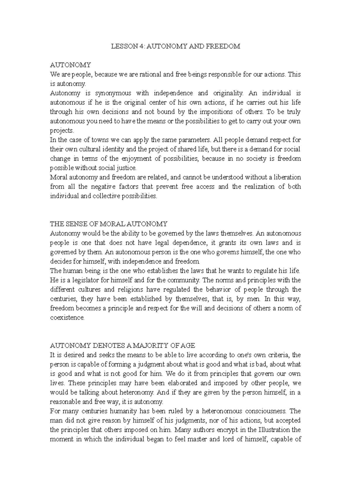 Lesson 9 Law, Environment And Social Justice - LESSON 4: AUTONOMY AND ...