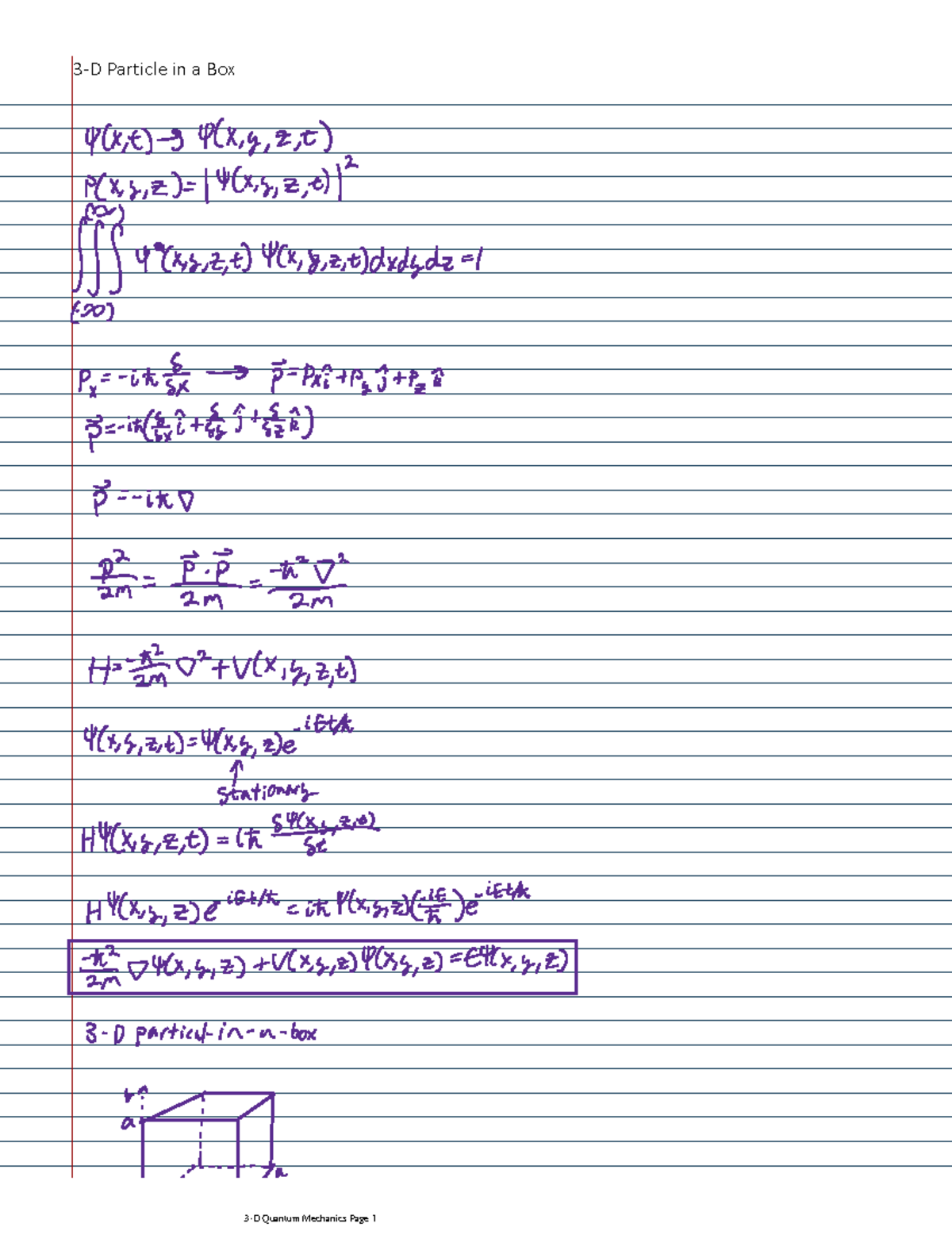 3-D Particle in a Box - PHYS 4363 - Studocu
