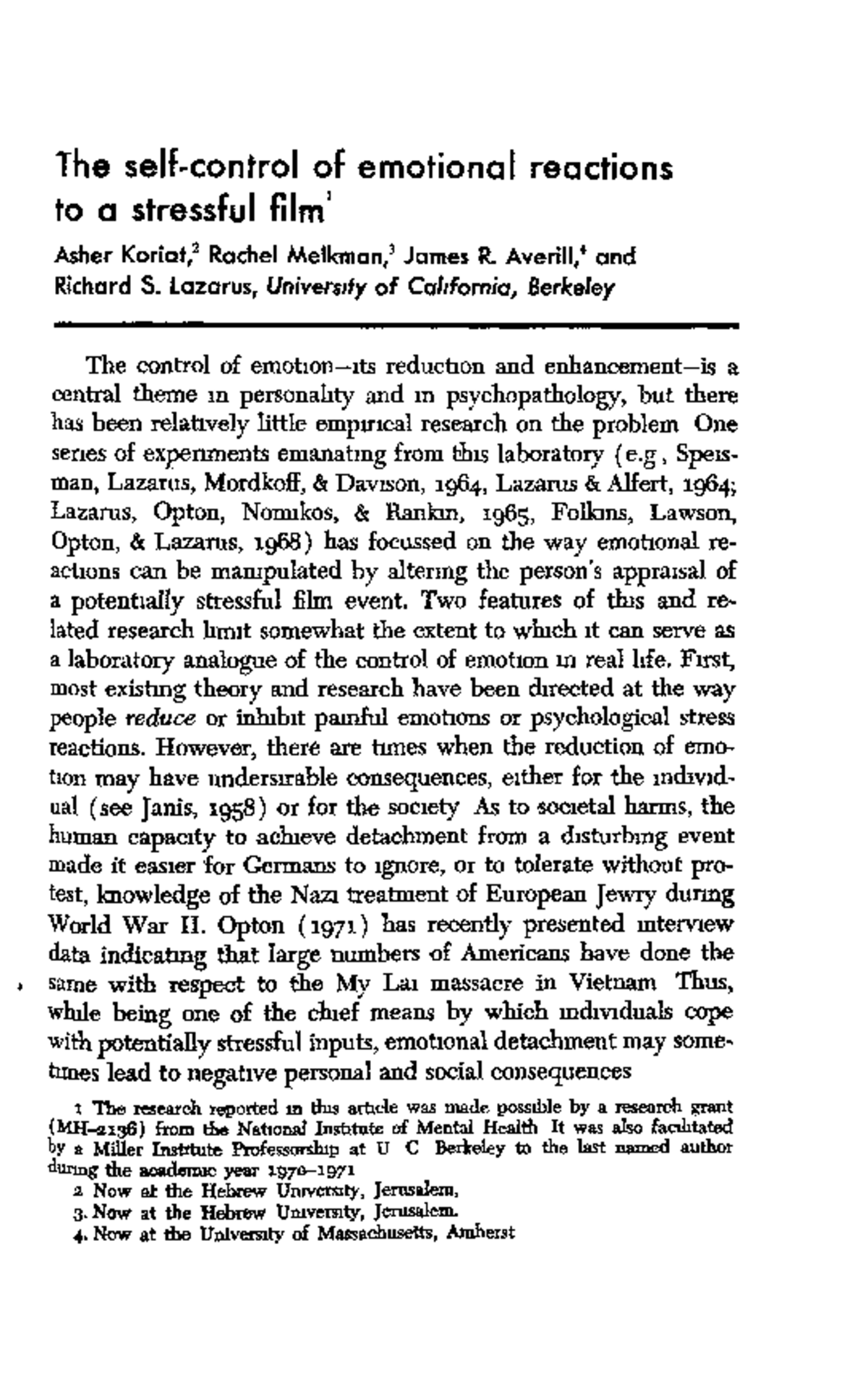1972-the self control of emotional reactions to stressful film - The self-control of emotional ...