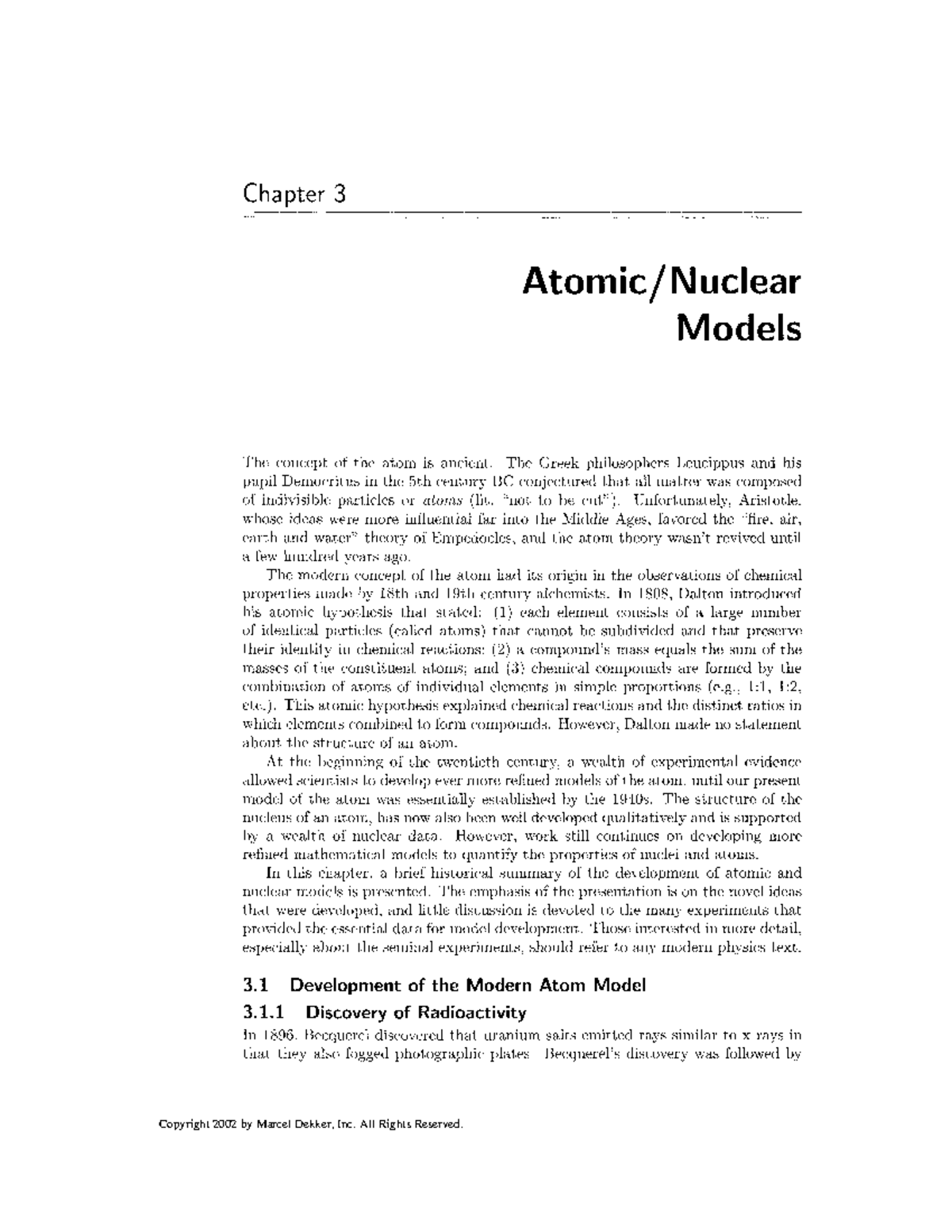 NUEN302H031 (Atom Nucleus Models)(Ch3) - Chapter 3 Atomic/Nuclear ...