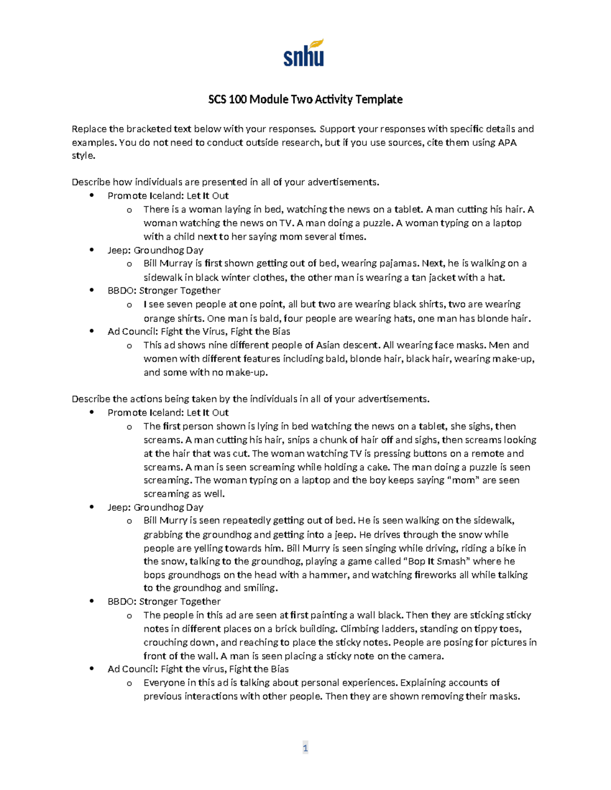 SCS 100 Module Two Activity Template - SCS 100 Module Two Activity ...