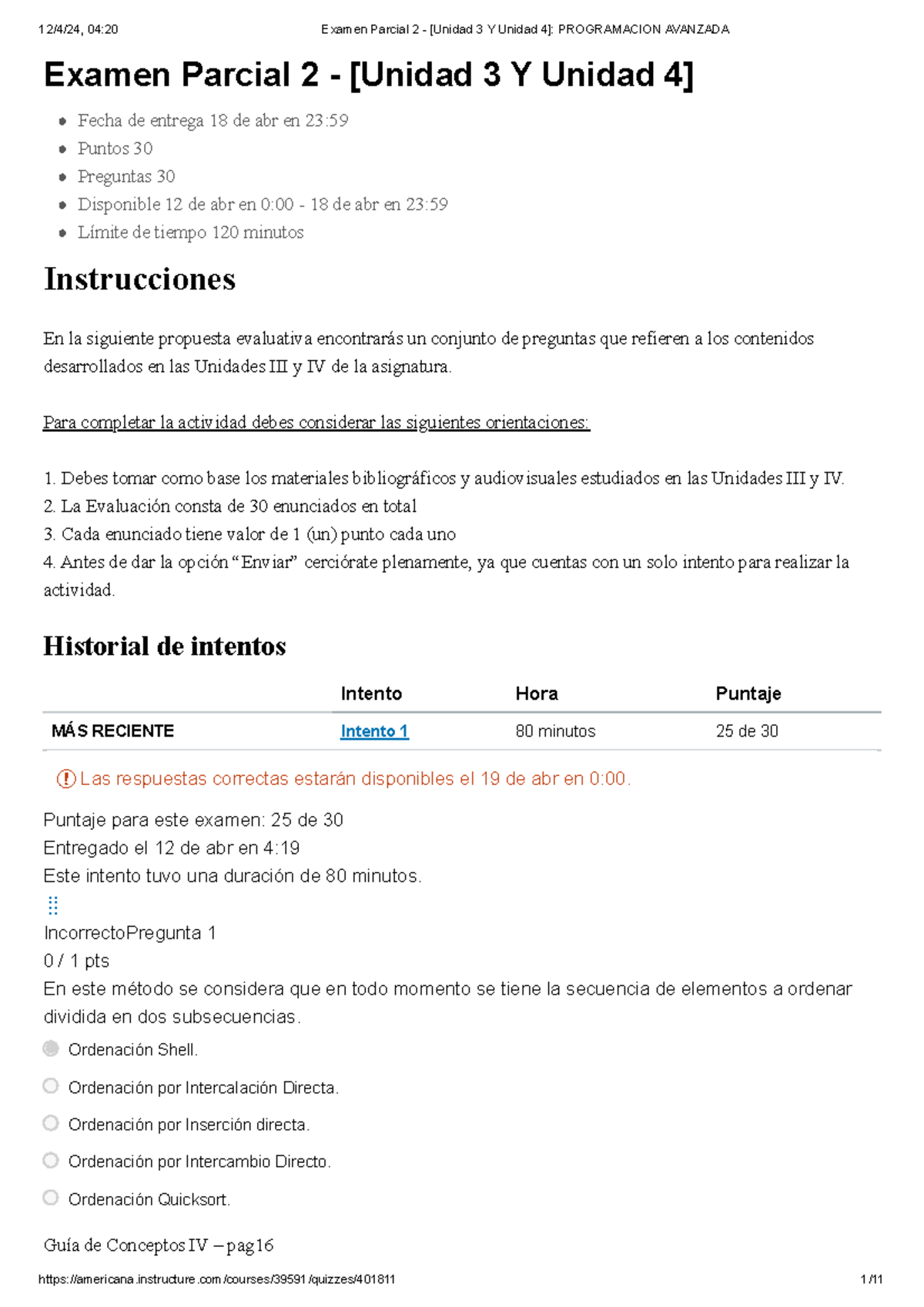 Examen Parcial 2 - [Unidad 3 Y Unidad 4] Programacion Avanzada - Examen Parcial 2 - [Unidad 3 Y ...