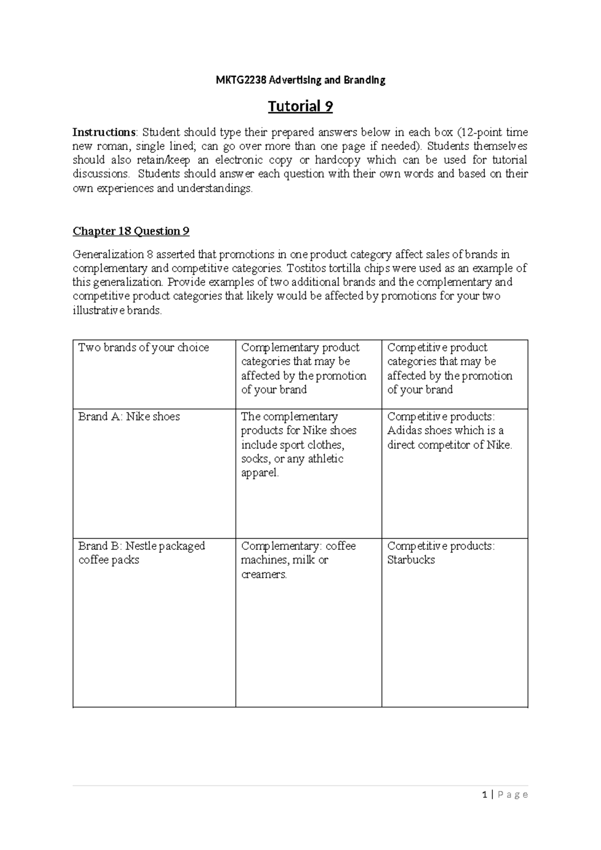 Tutorial 9 Topic 14&15 - Tute prep - MKTG2238 Advertising and Branding ...