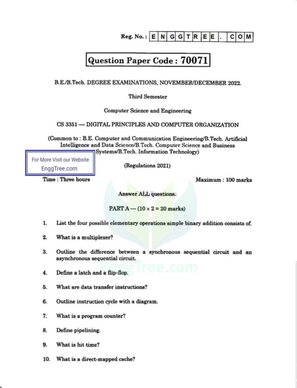 Anna university Qn - Computer Science - Studocu