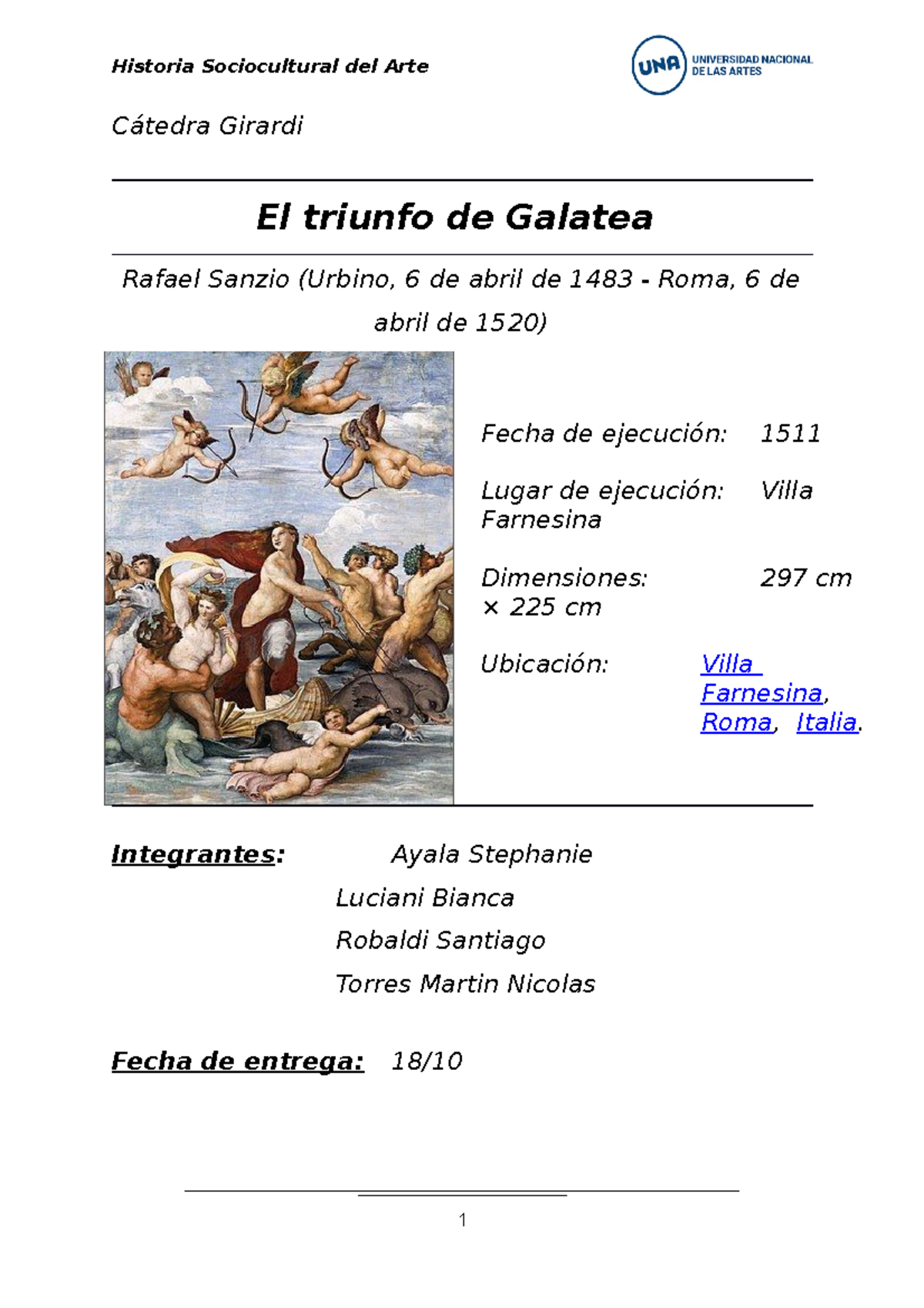TP Historia 2 - Tp 2 - Cátedra Girardi El triunfo de Galatea Rafael ...