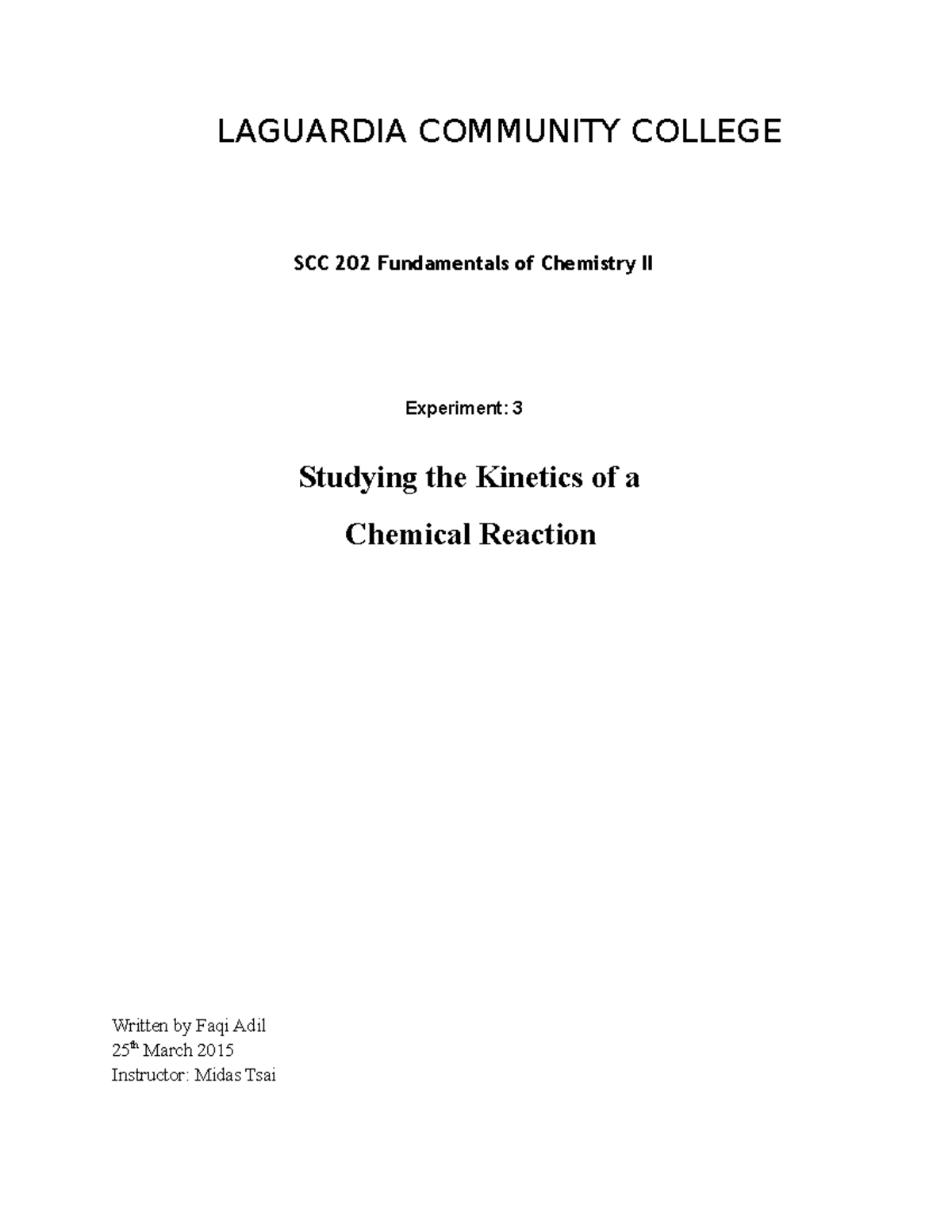 Lab 3 done - lab 3 - SCC 201 - General Chemistry I - LaGuardia - StuDocu
