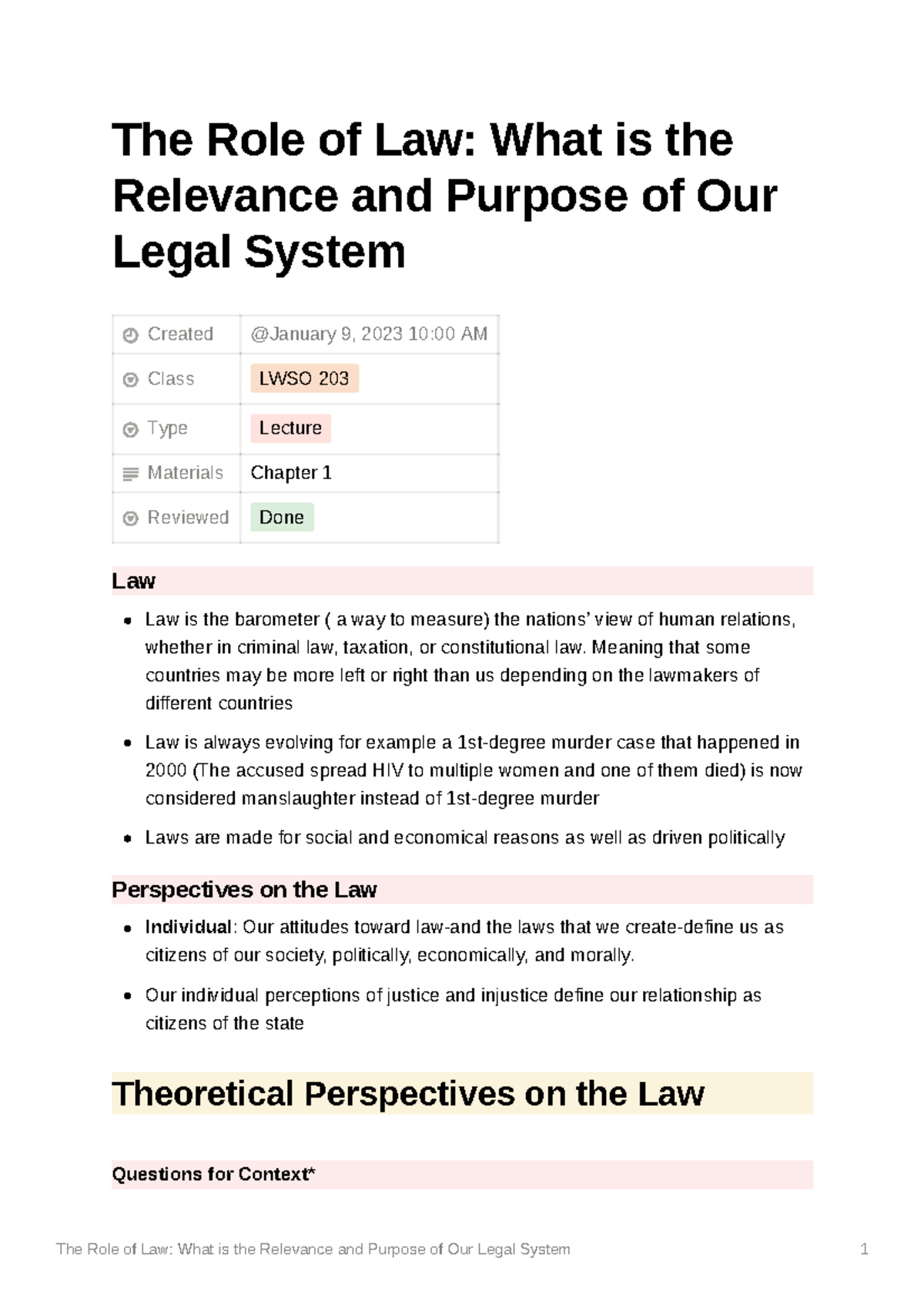 The Role of Law What is the Relevance and Purpose of Our Legal System ...