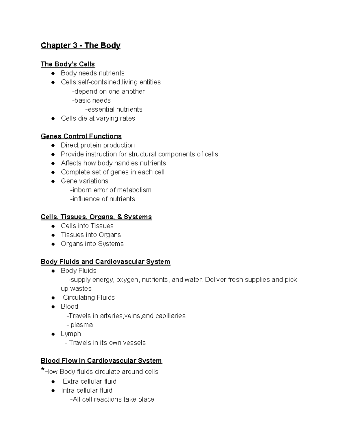 Chapter 3 - The Body - Professor- Tyler Blankenship (notes use the ...