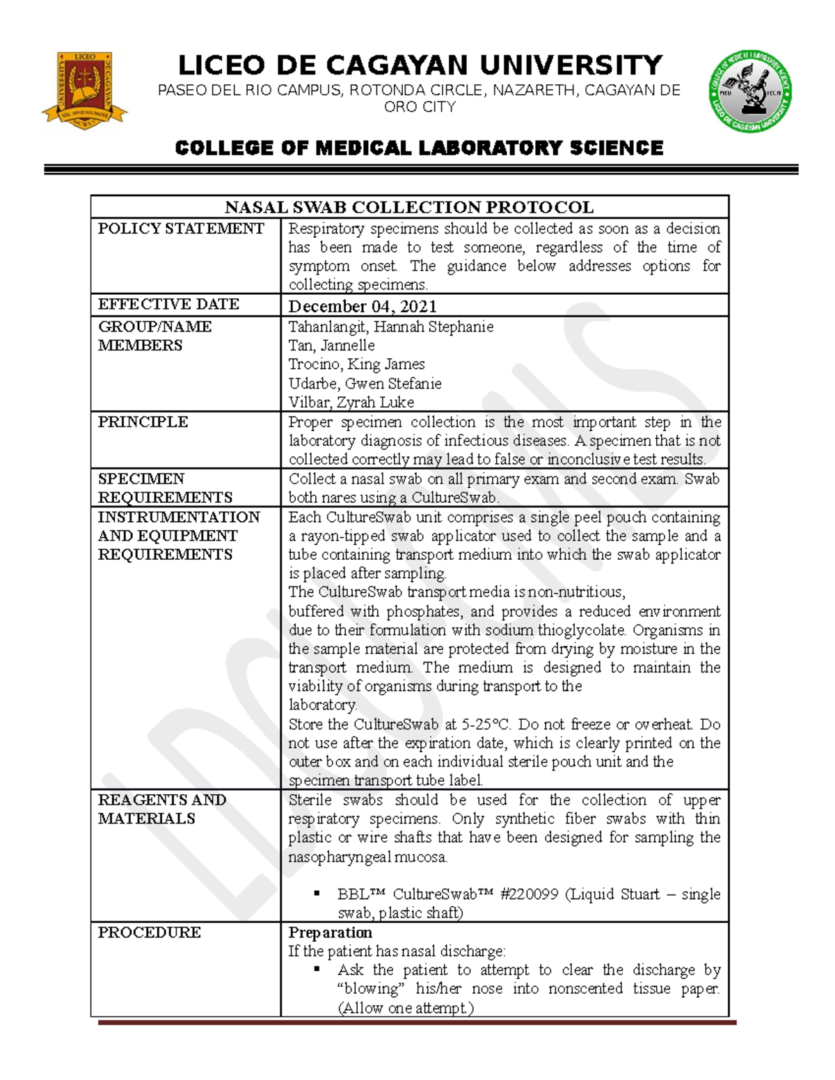 Laboratory Management - Policy and Procedure Formulation - ORO CITY ...