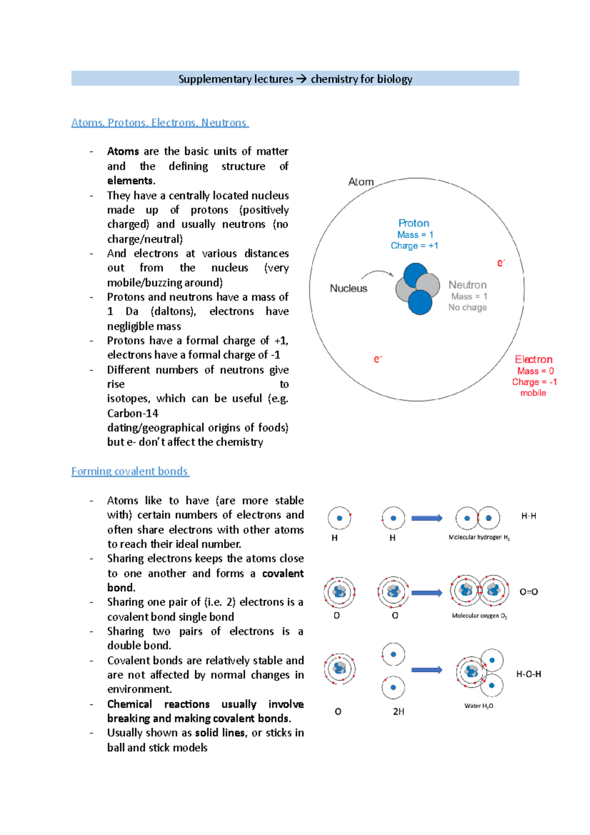 Biolectures-chemistry - Supplementary lectures chemistry for biology ...