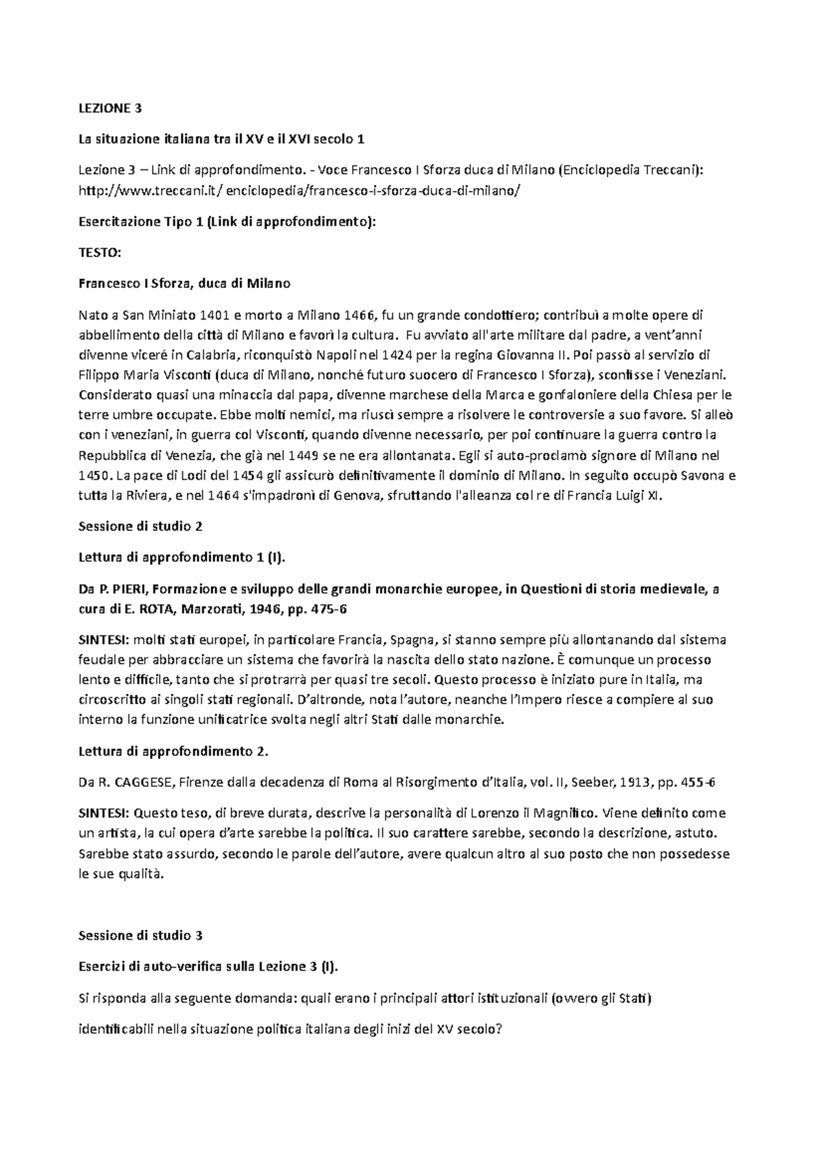 Lezione 3 - esercitazioni obbligatorie - LEZIONE 3 La situazione ...